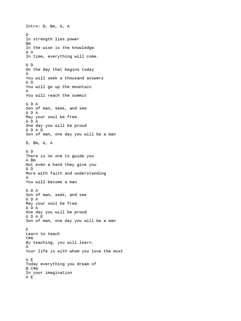 Son of Man (Chords and Lyrics) | PDF