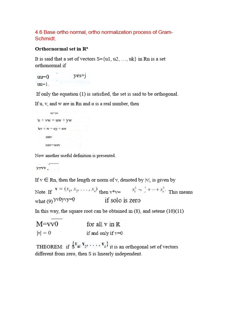 4.6 Orthonormal Basis, Gram-Schmidt Orthonormalization Process. | PDF | Basis (Linear Algebra ...