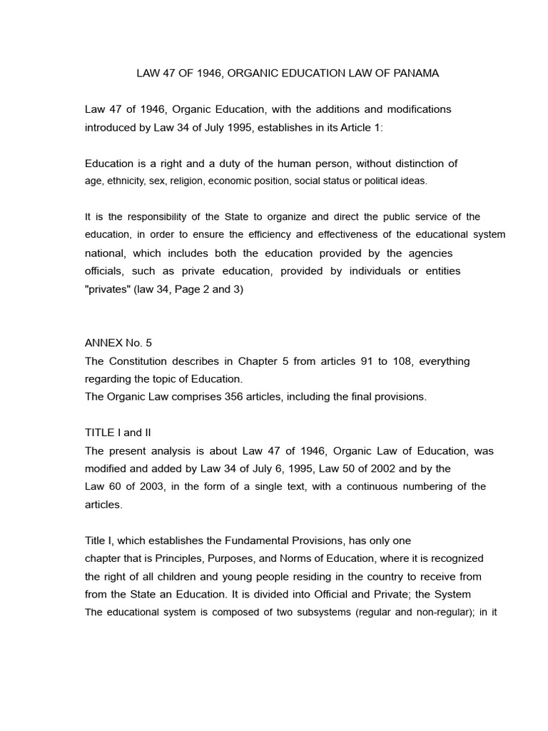 Law 47 of 1946 | PDF | Panama