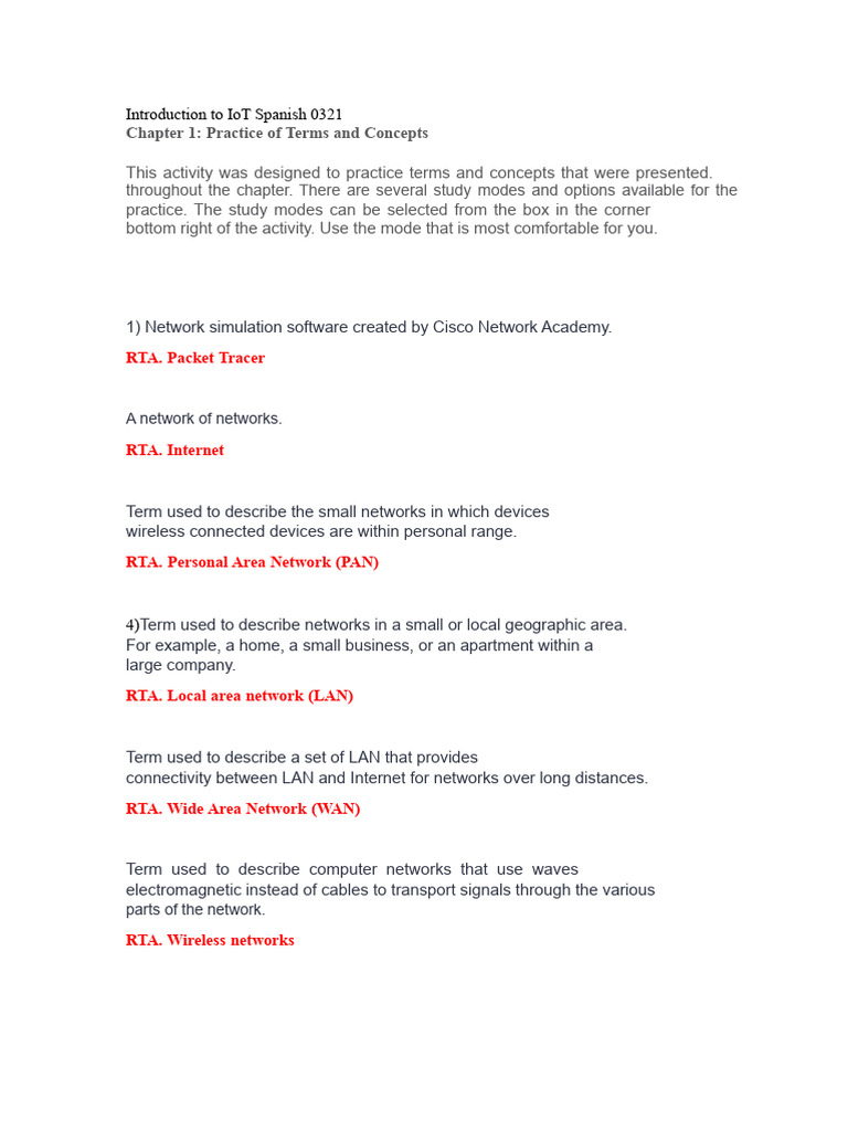 Chapter 1 Practice of Terms and Concepts | PDF