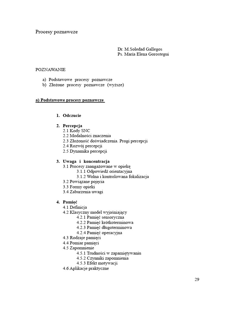 Procesy Poznawcze Proste I Złożone | PDF