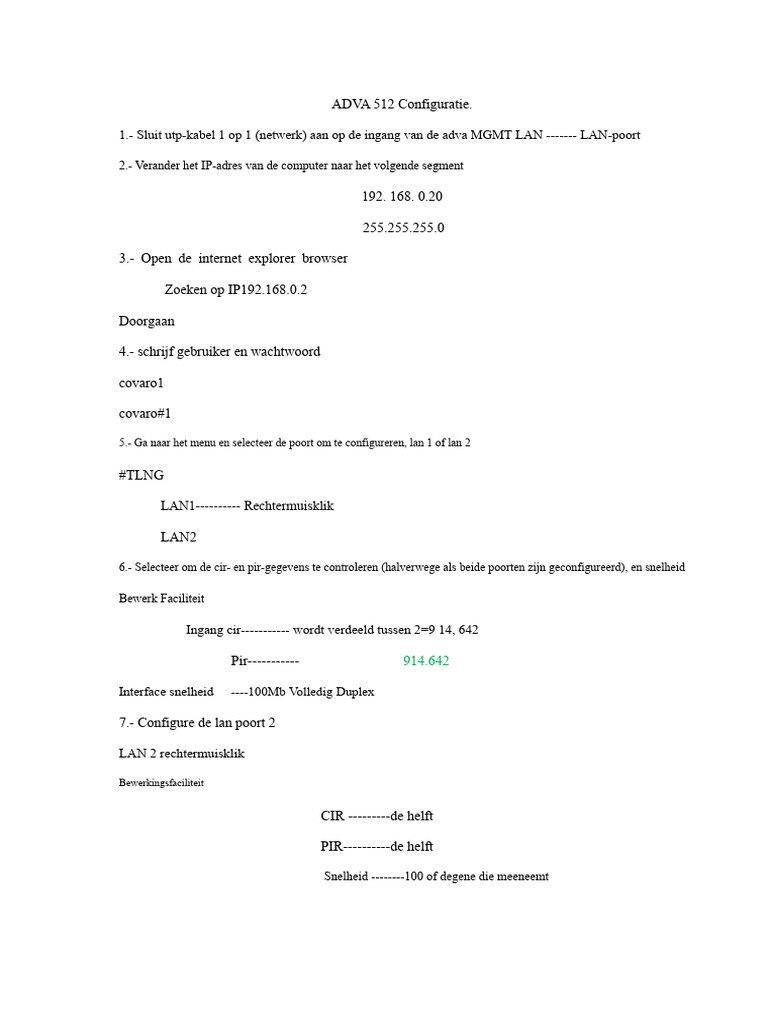 ADVA Configuratie | PDF
