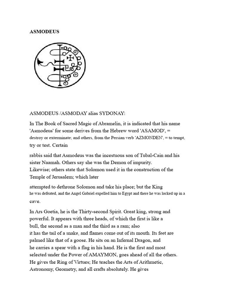 Asmodeus | PDF | Demons | Religious Belief And Doctrine