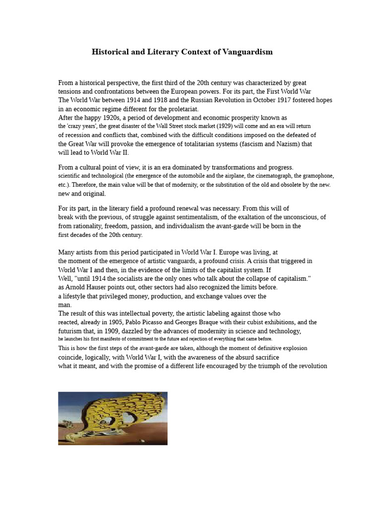 Historical and Literary Context of Vanguardism PDF | PDF | Surrealism ...