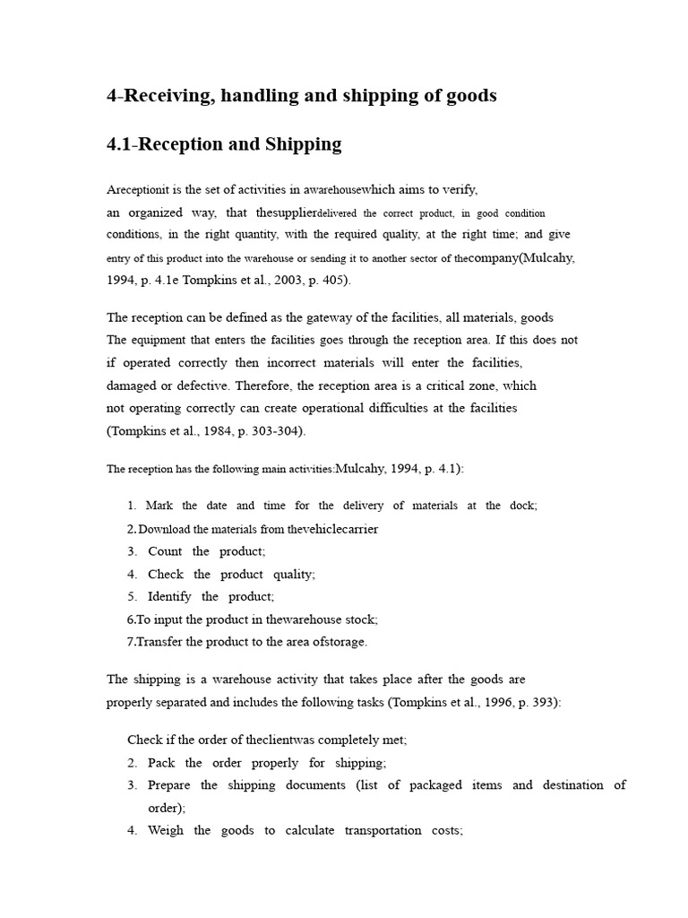 Efficient Goods Reception and Shipping | PDF | Warehouse | Logistics