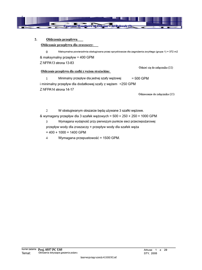 Obliczenia I Przepływ Dla FM 200 | PDF