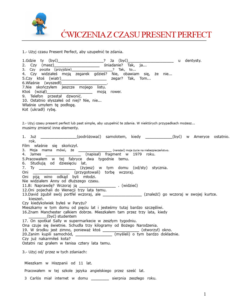 609 Zadania Z Czasu Present Perfect PDF | PDF