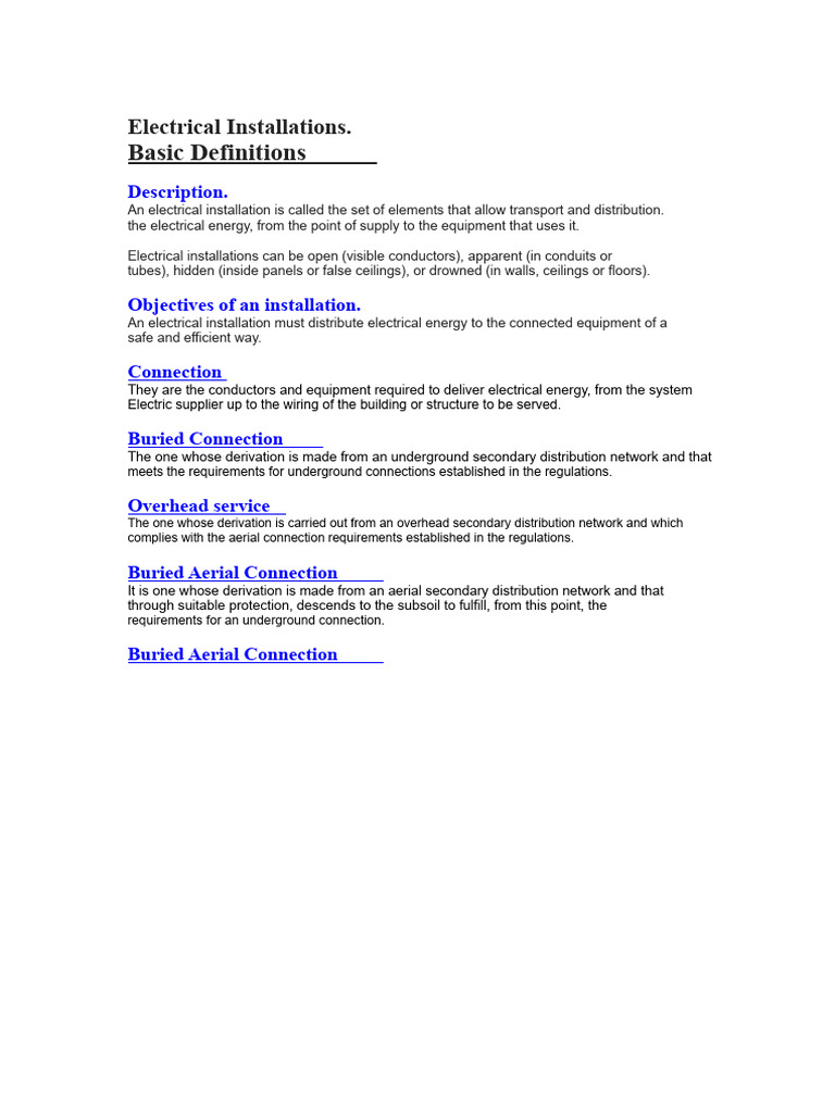 Electrical Installation Basics and Guidelines | PDF | Electrical Wiring ...