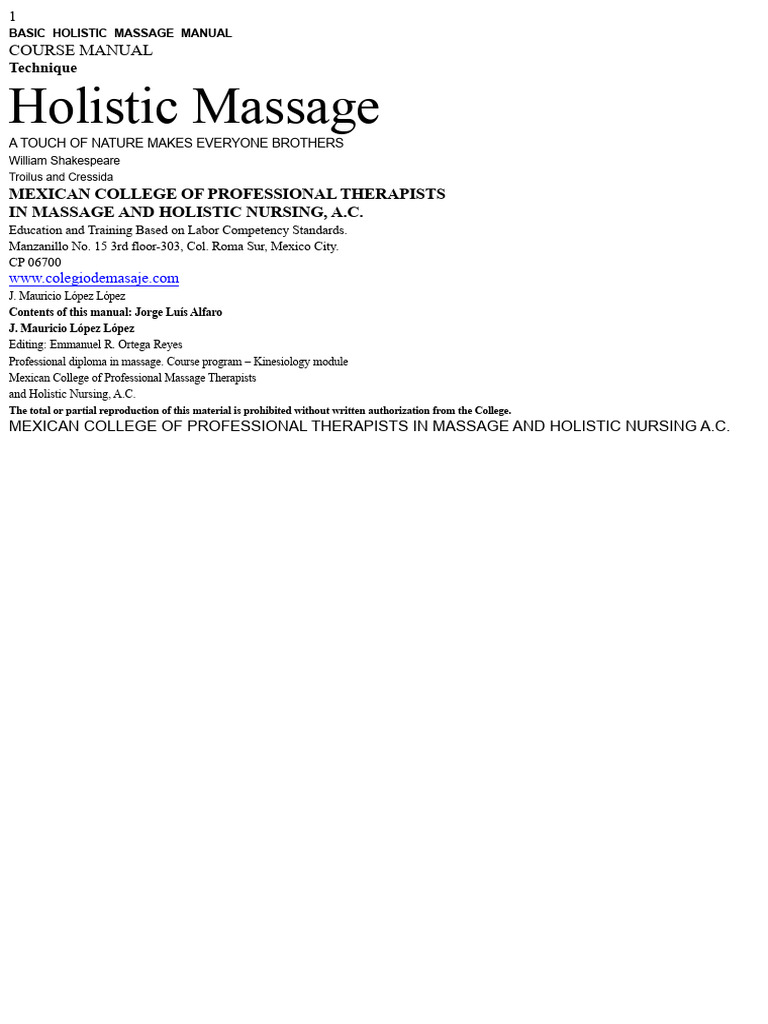 Holistic Massage Manual | PDF | Massage | Lymph