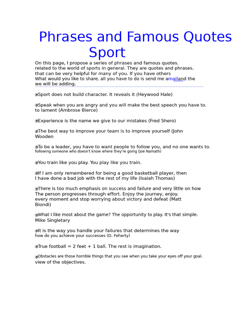 Inspiring Sports Quotes and Phrases | PDF