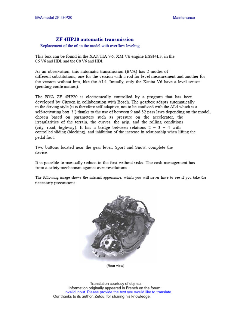 ZF 4HP20 - 5 Gearbox | PDF | Automatic Transmission | Land Vehicles