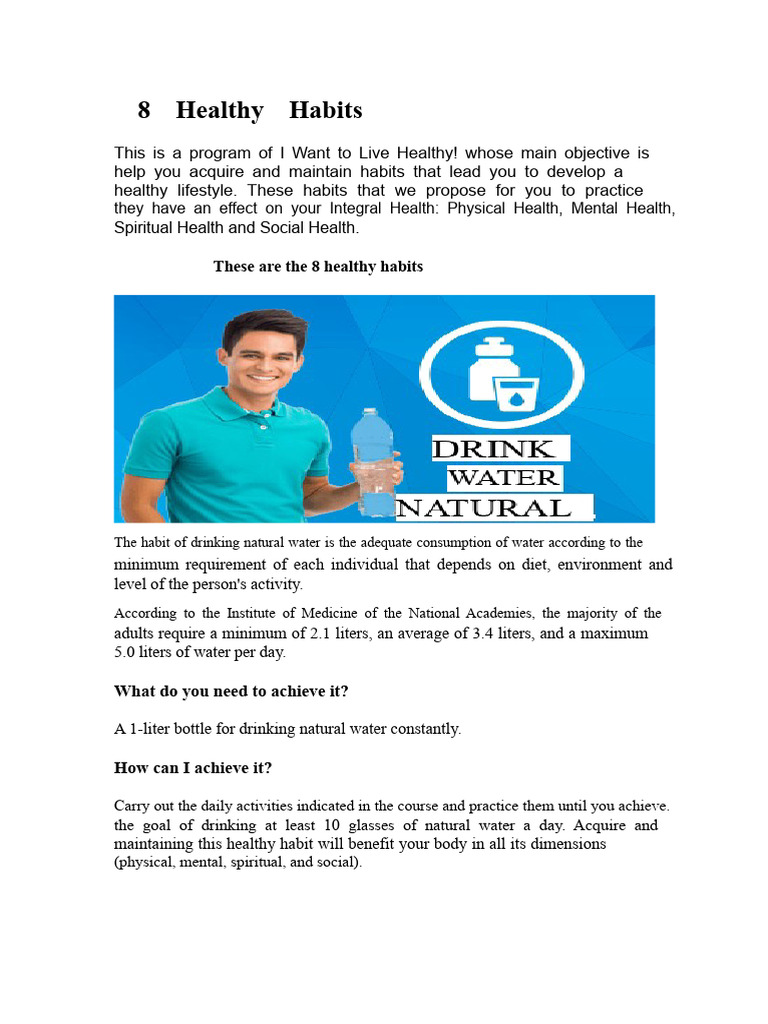 8 Healthy Habits | PDF | Self Control | Self-Management