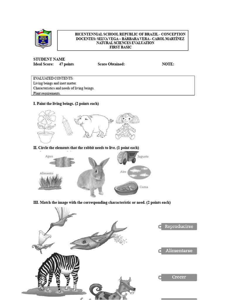 Science Test Unit 1 | PDF