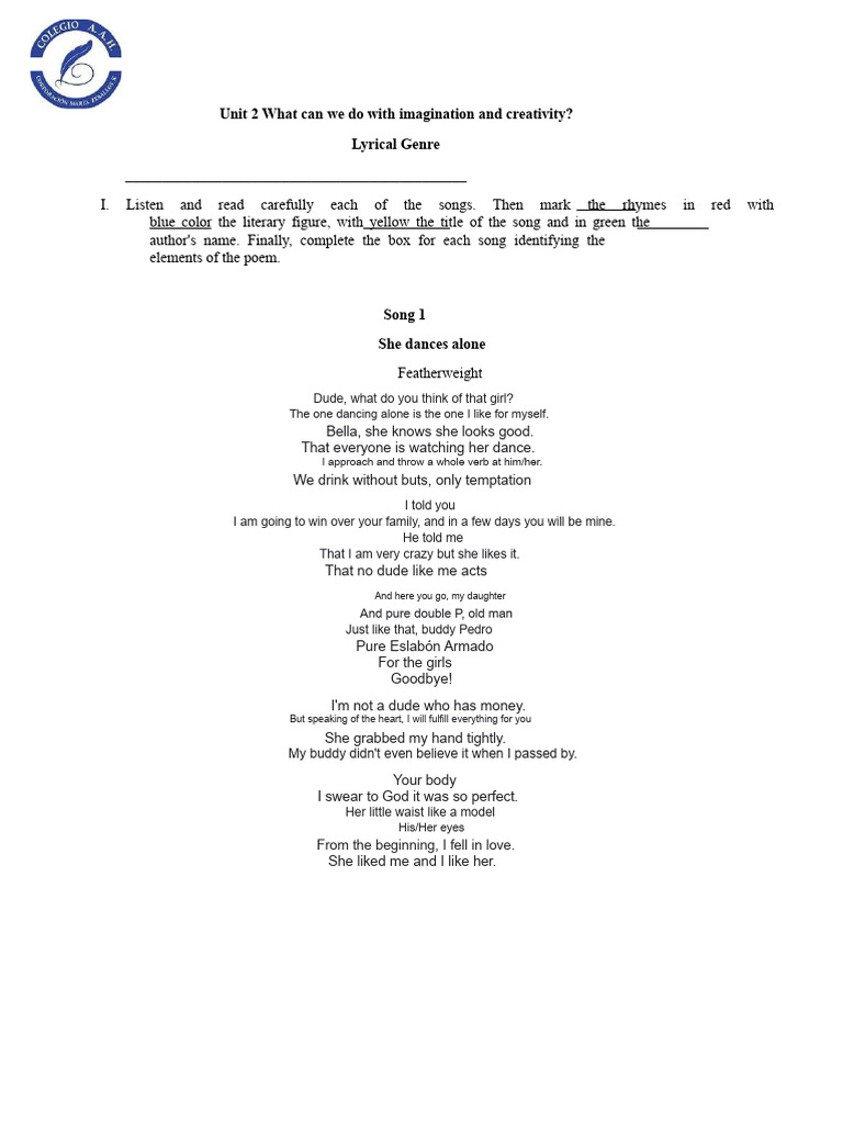 Analyzing Song Lyrics: Rhyme & Elements | PDF | Poetry