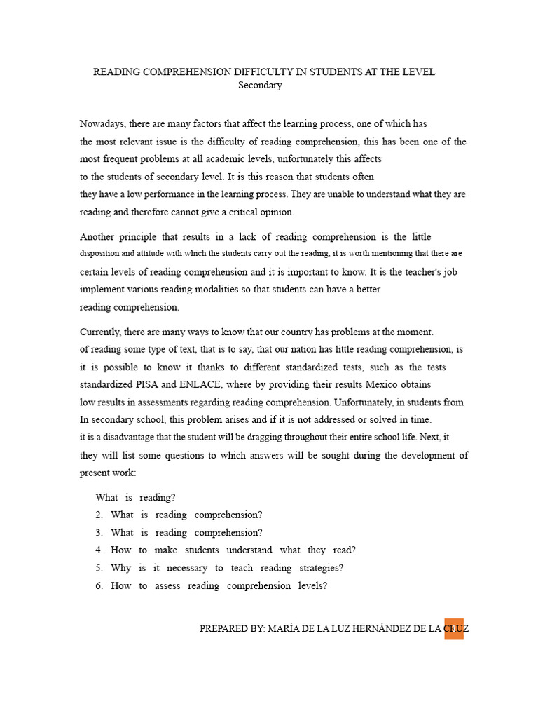 Essay On Reading Comprehension in Students of General High School | PDF ...