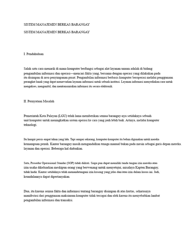 Sistem Manajemen Berkas Barangay Efisien | PDF