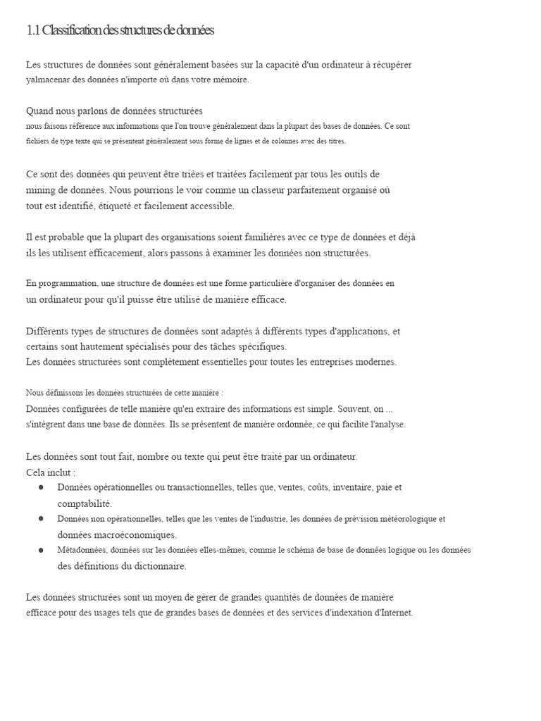 Types et classification des structures de données | PDF | Variable ...