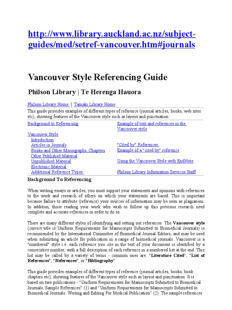 Vancouver Style | PDF | Citation | Pharmaceutical Drug