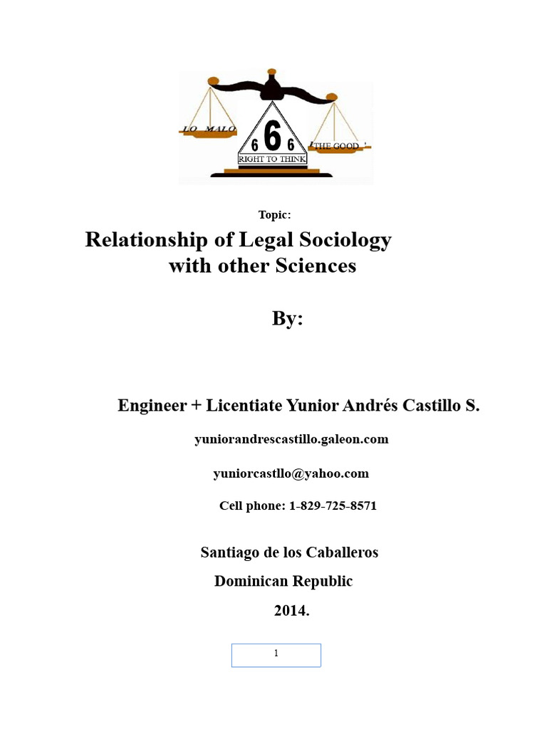 Relationship of Legal Sociology With Other Sciences | PDF | Crimes ...
