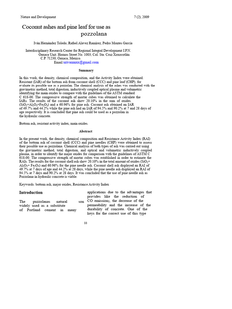 Coconut Ash ASTM 618 NatyDes - Vol-7-2-Art3 PDF | PDF | Cement | Mortar ...