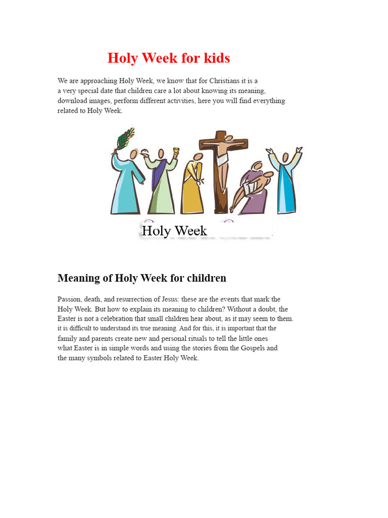 Holy Week Activities for Kids | PDF | Easter | Christian Festivals And ...