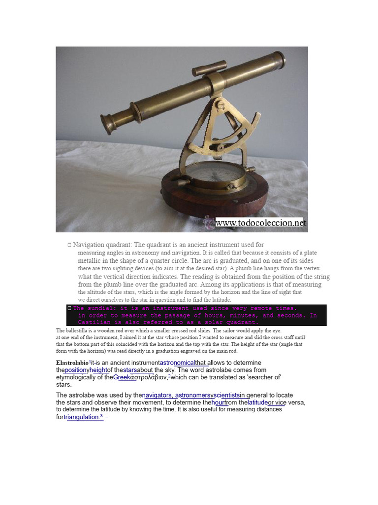 Quadrant Navigation Techniques Explained | PDF | Navigation | Astronomy