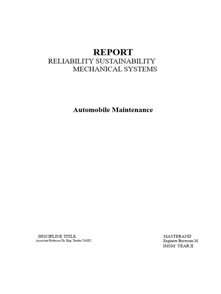 Report On Reliability and Maintainability | PDF | Reliability Engineering