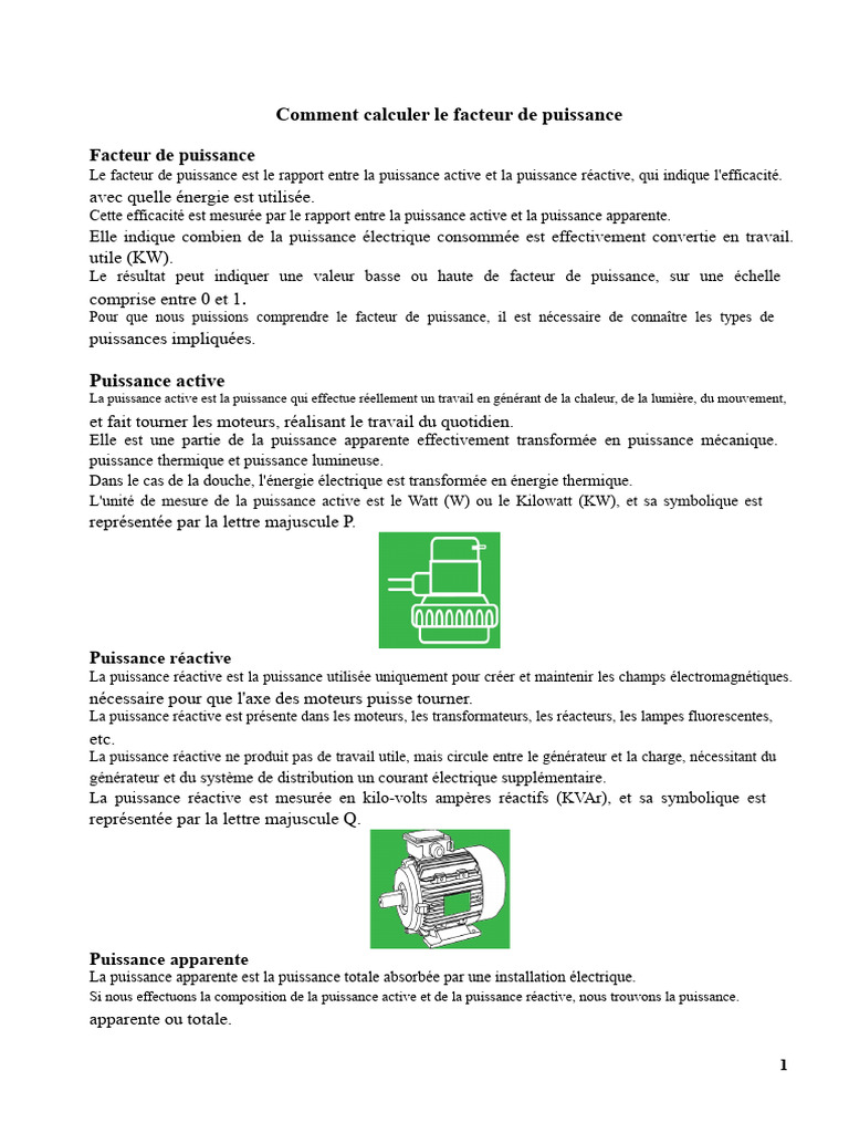 Calcul du Facteur de Puissance Électrique | PDF | Puissance (physique ...
