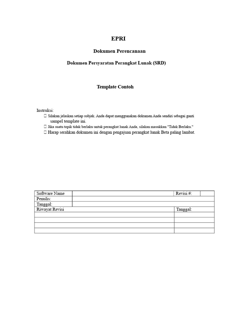 Template Dokumen Persyaratan Perangkat Lunak | PDF