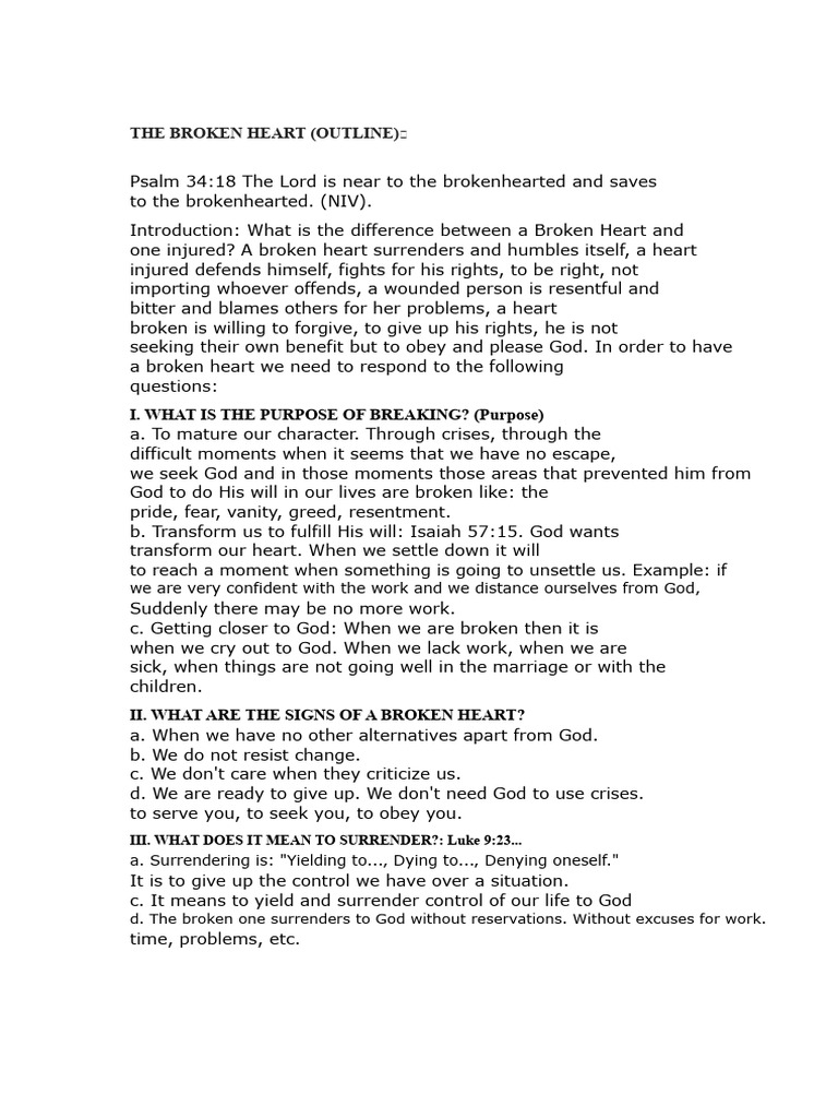 The Broken Heart | PDF | Books Of Samuel | David