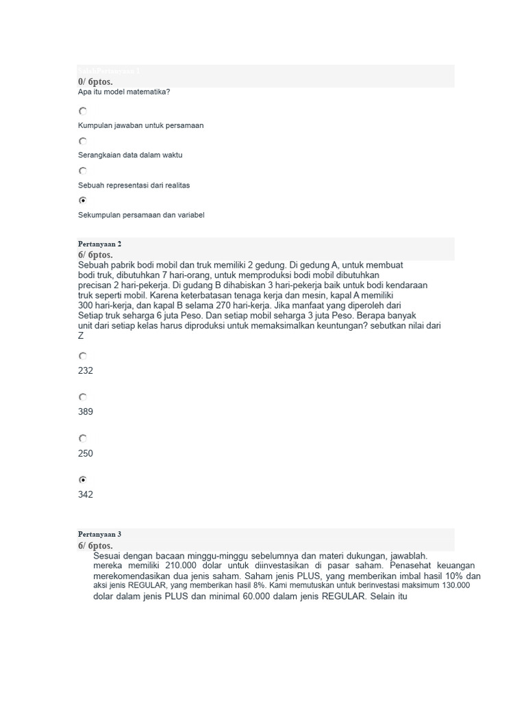 Model Matematika dan Pemrograman Linier | PDF