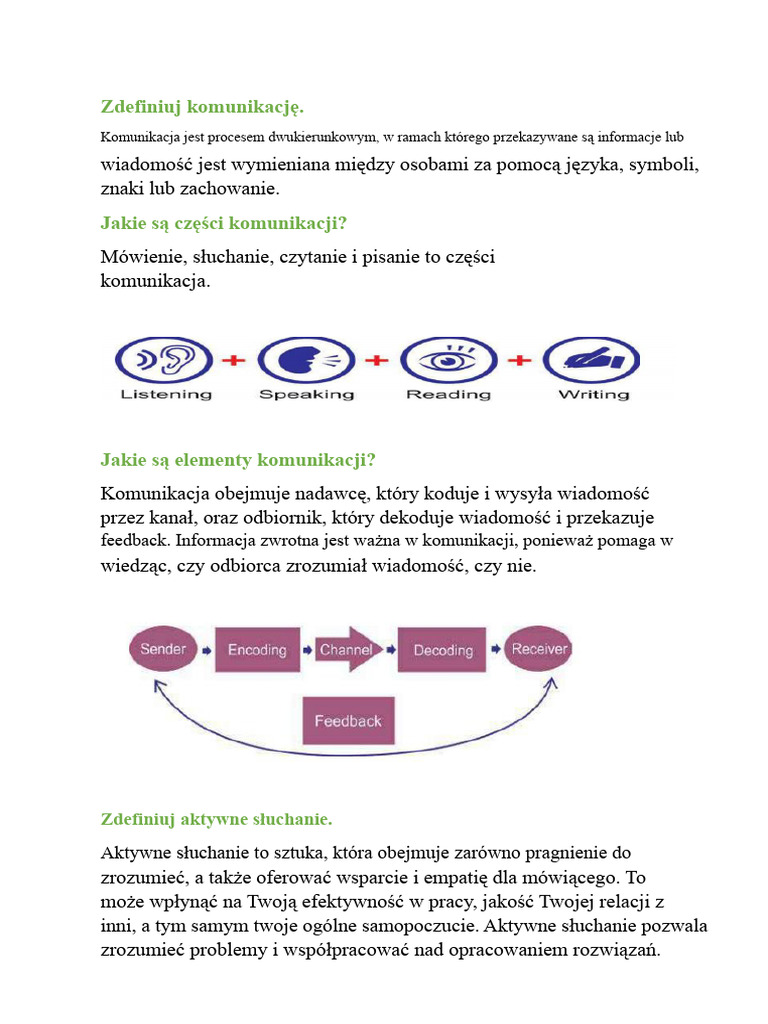 Umiejętności Komunikacyjne Klasa12 | PDF