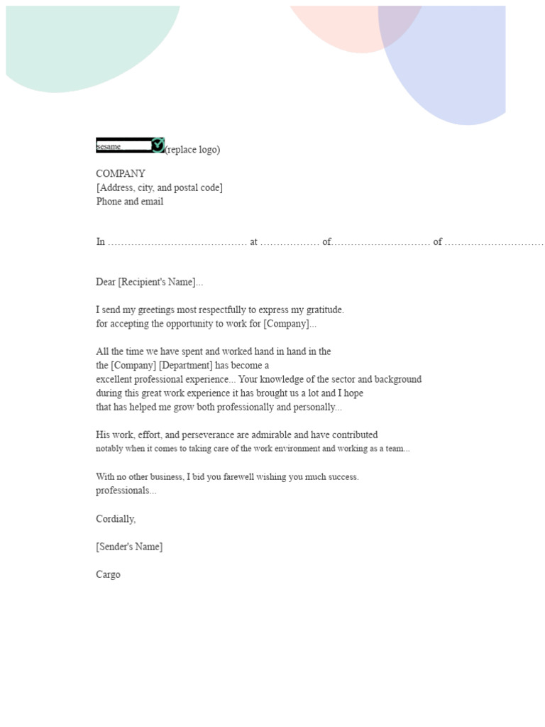 Thank You Letter Template For A Job Well Done | PDF