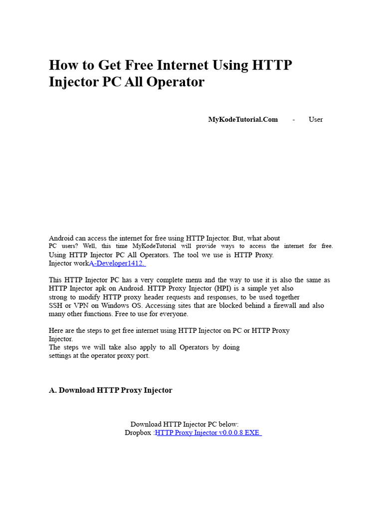 Free Internet Guide: HTTP Injector PC | PDF | Proxy Server | Secure Shell