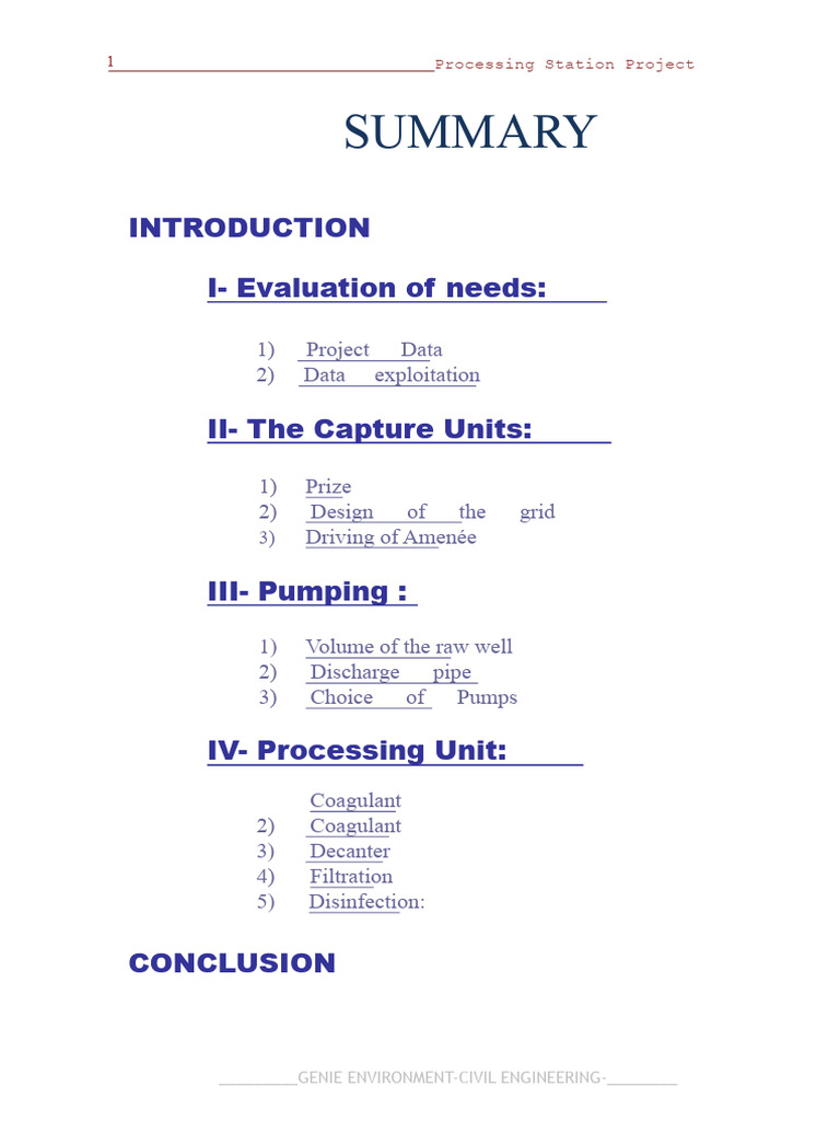 Treatment Plant Project Report - Template | PDF | Water | Water ...