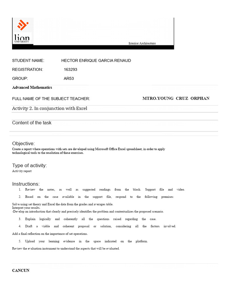 Activity 2. in Conjunction With Excel | PDF | Microsoft Excel | Mathematics
