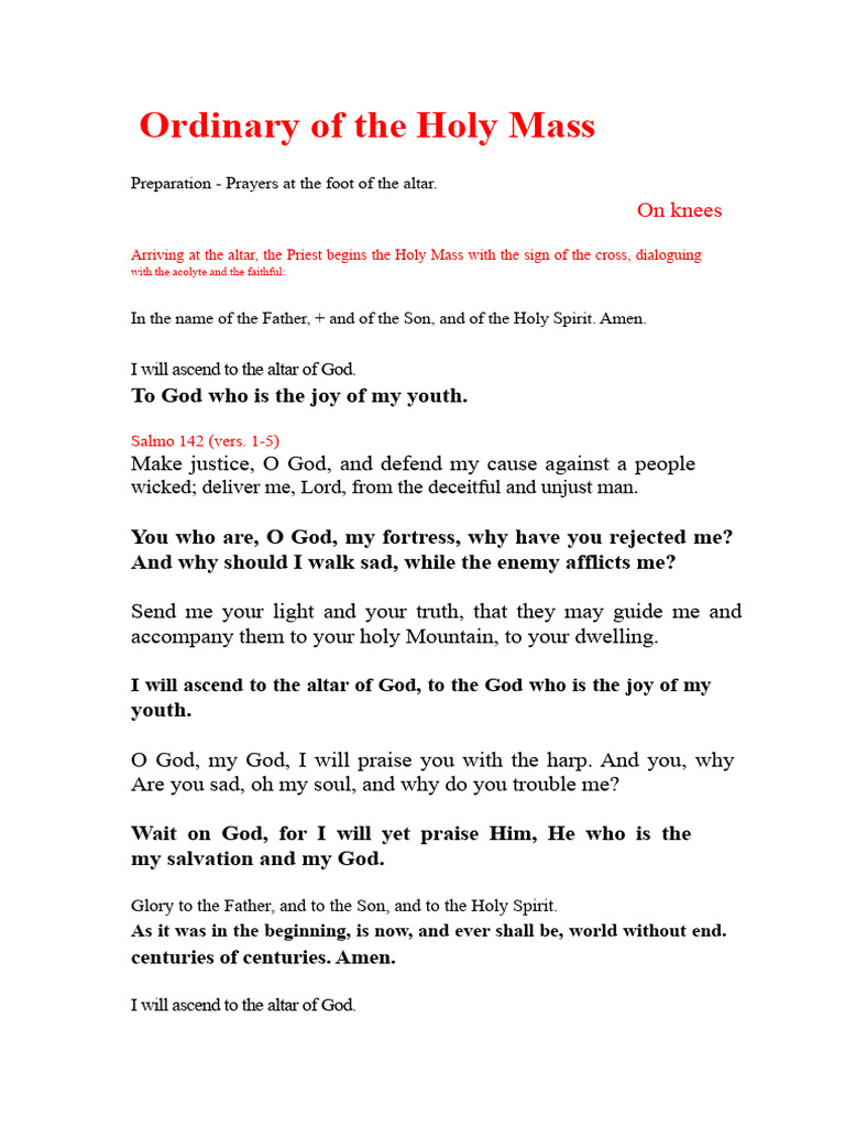 Ordinary of The Mass | PDF | God The Father | Mass (Liturgy)