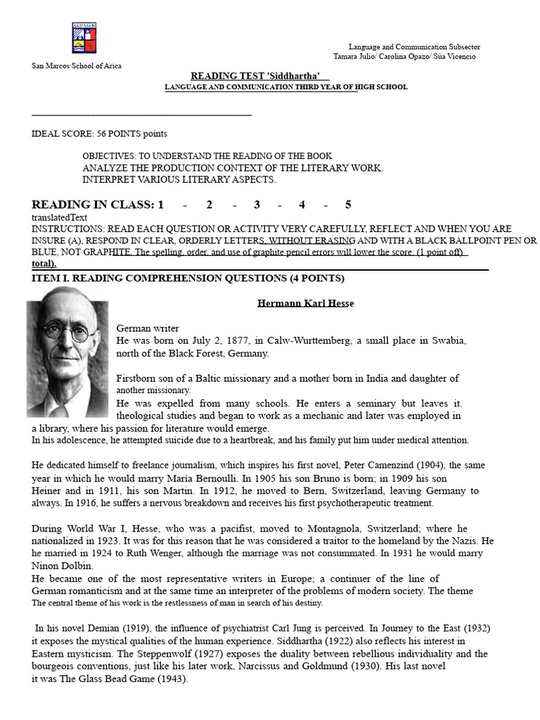 Siddhartha Test | PDF | Hermann Hesse