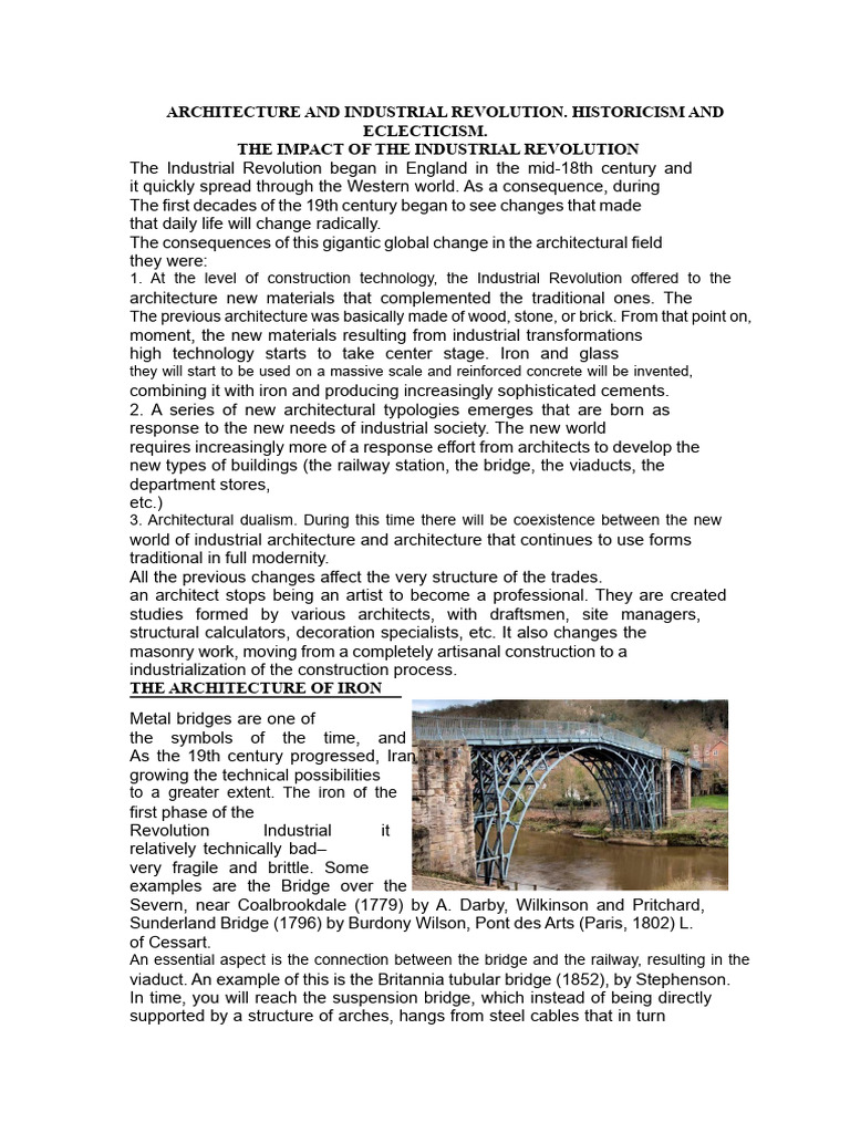 Industrial Revolution's Architectural Impact | PDF | Bridge