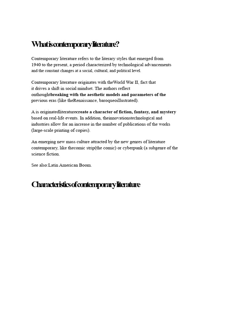 Understanding Contemporary Literature | PDF