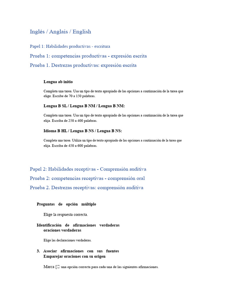 Tipos de Preguntas IB Inglés | PDF | Comunicación humana | Lingüística