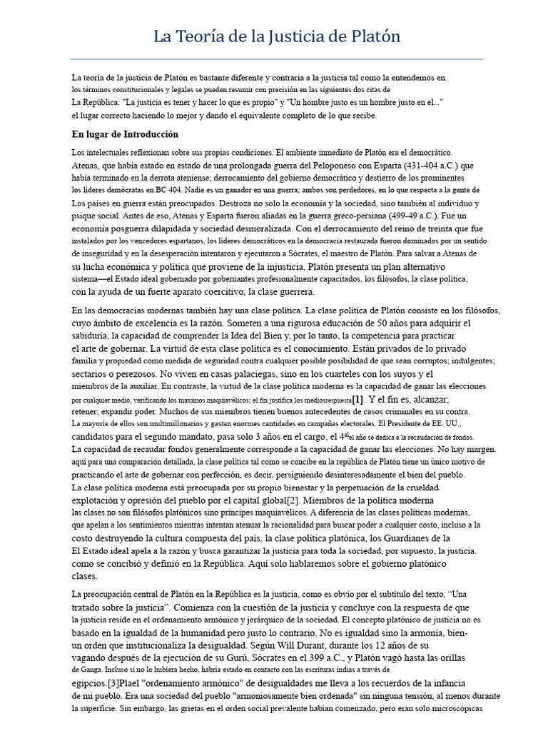 Justicia Platónica y Política Moderna | PDF | Platón | Justicia