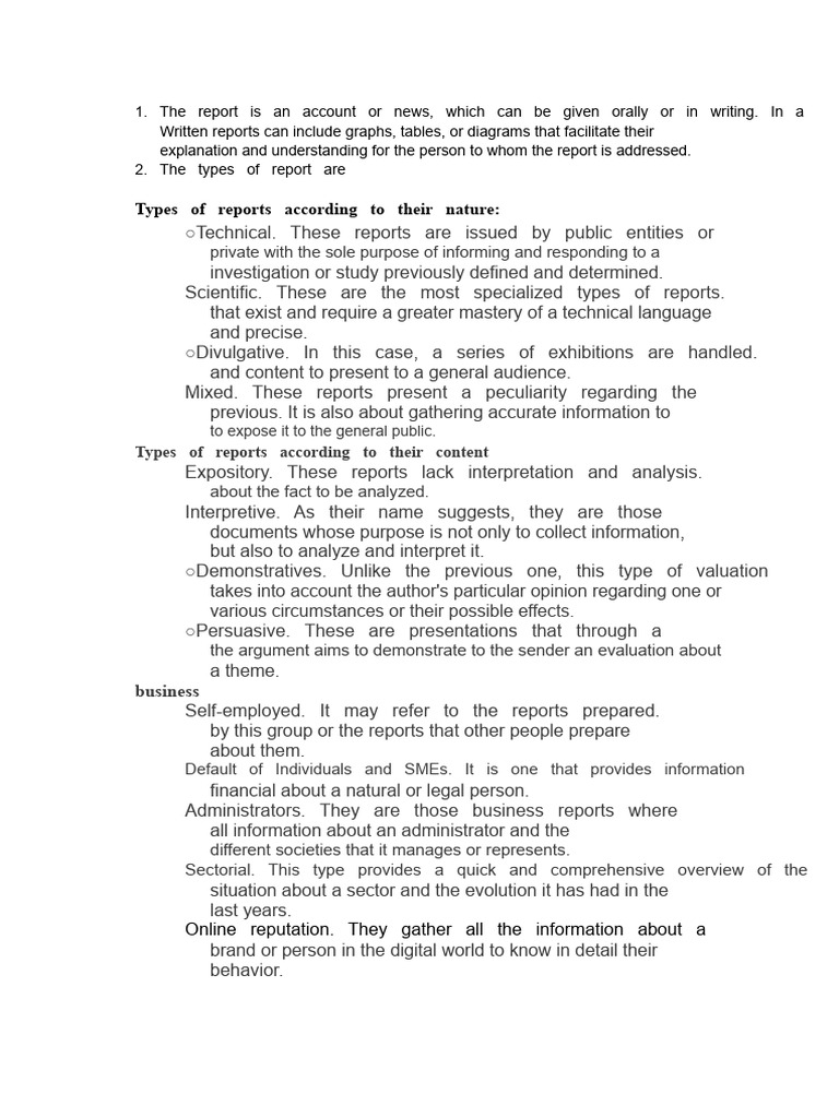 Types of Reports Explained | PDF