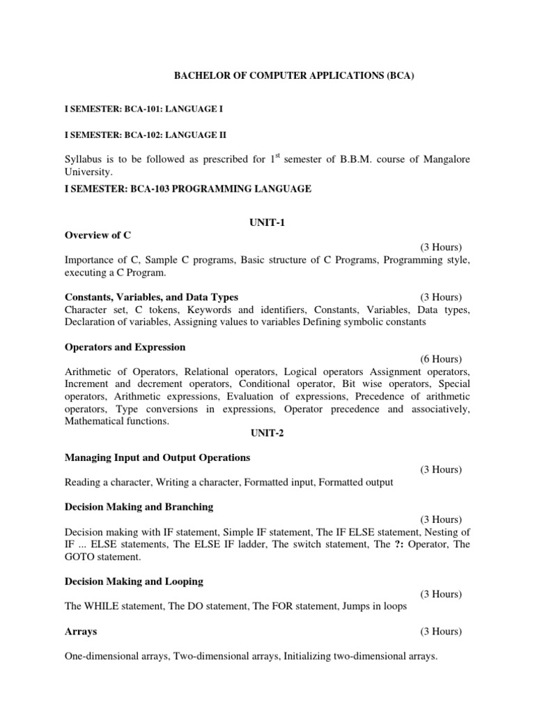 Bca Syllabus | PDF | Art