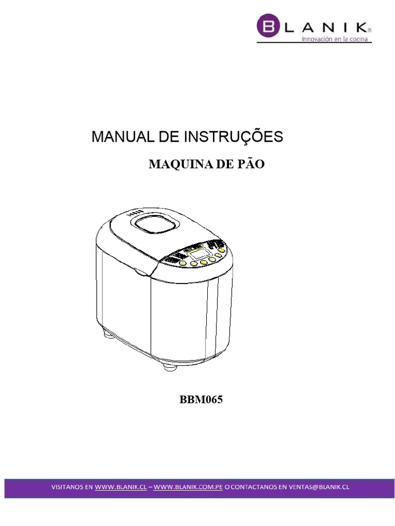Manual de Instruções Máquina de Pão BBM065 | PDF | Pães