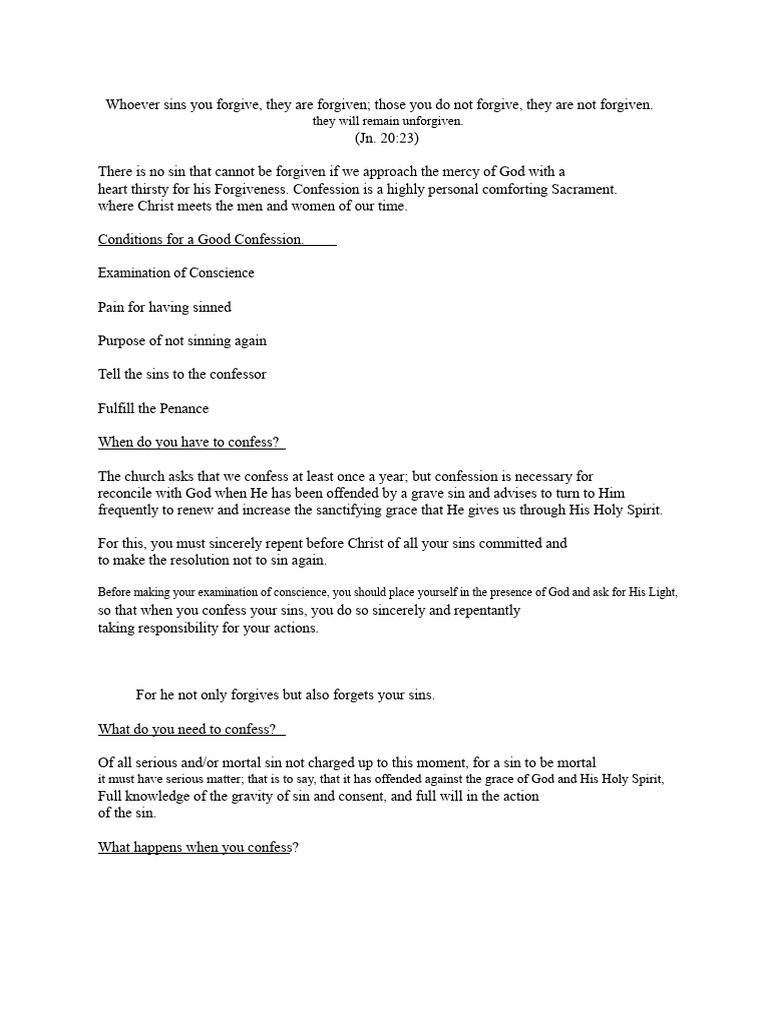 Examination of Conscience | PDF | Confession (Religion) | Forgiveness