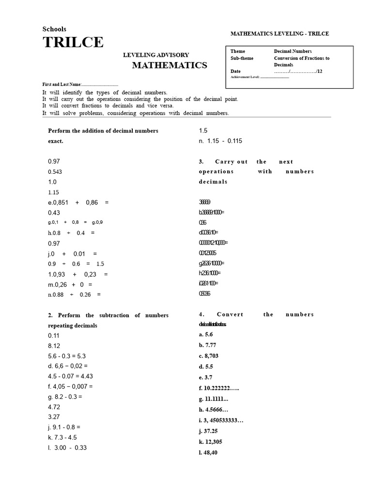 Decimal Numbers | PDF | Decimal | Elementary Mathematics