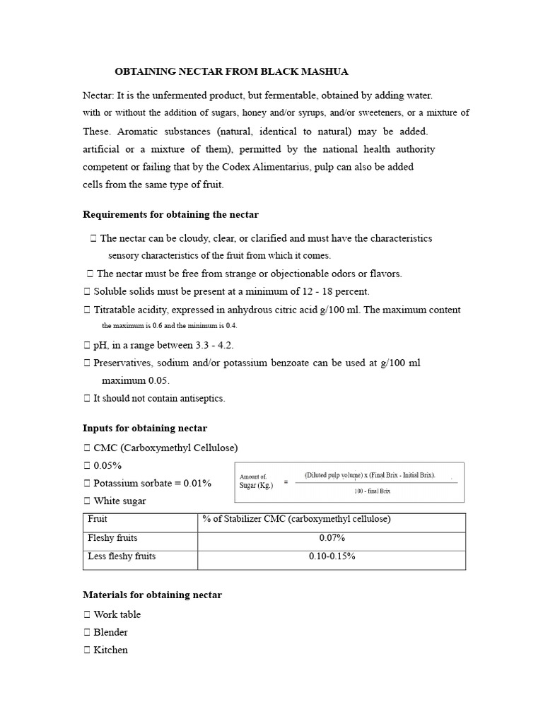 Obtaining Nectar From Black Mashua | PDF | Water | Juice