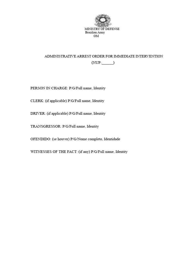 Disciplinary Arrest Order - Brazilian Army | PDF | Witness | Testimony