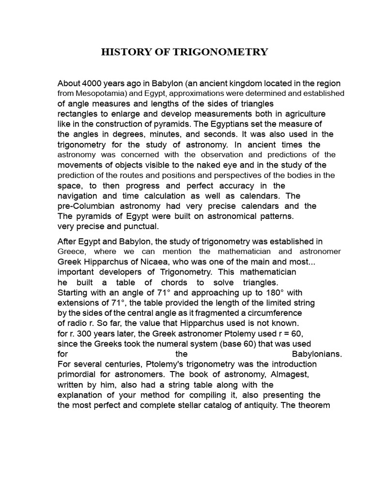 History of Trigonometry | PDF | Trigonometric Functions | Trigonometry